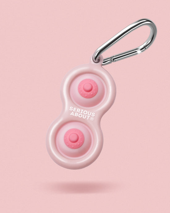 NIPPLE DIMPLE, pink frame, pink buttons – SERIOUS ABOUT